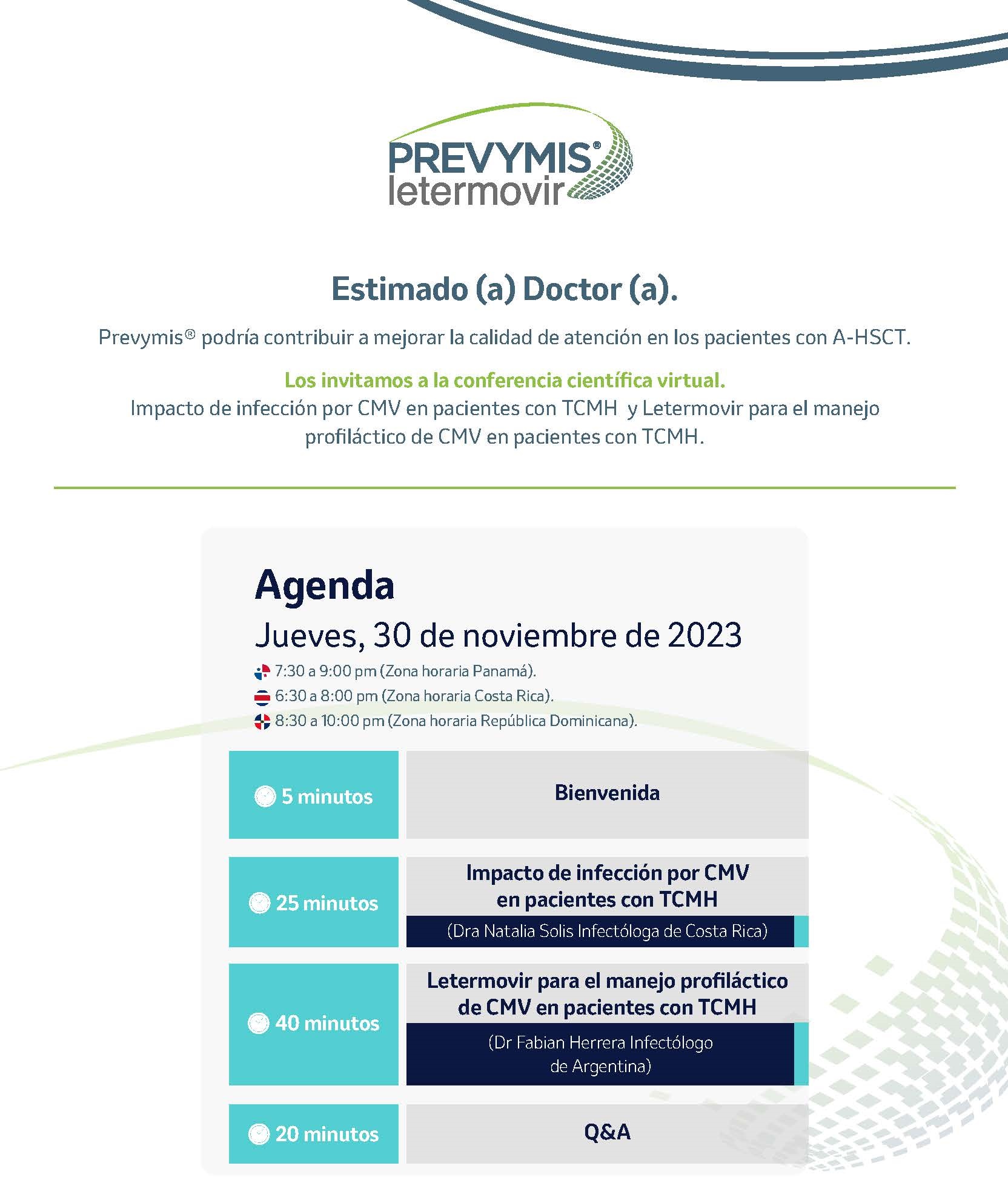 Invitación lanzamiento Prevymis - MConnect Cenca Spanish